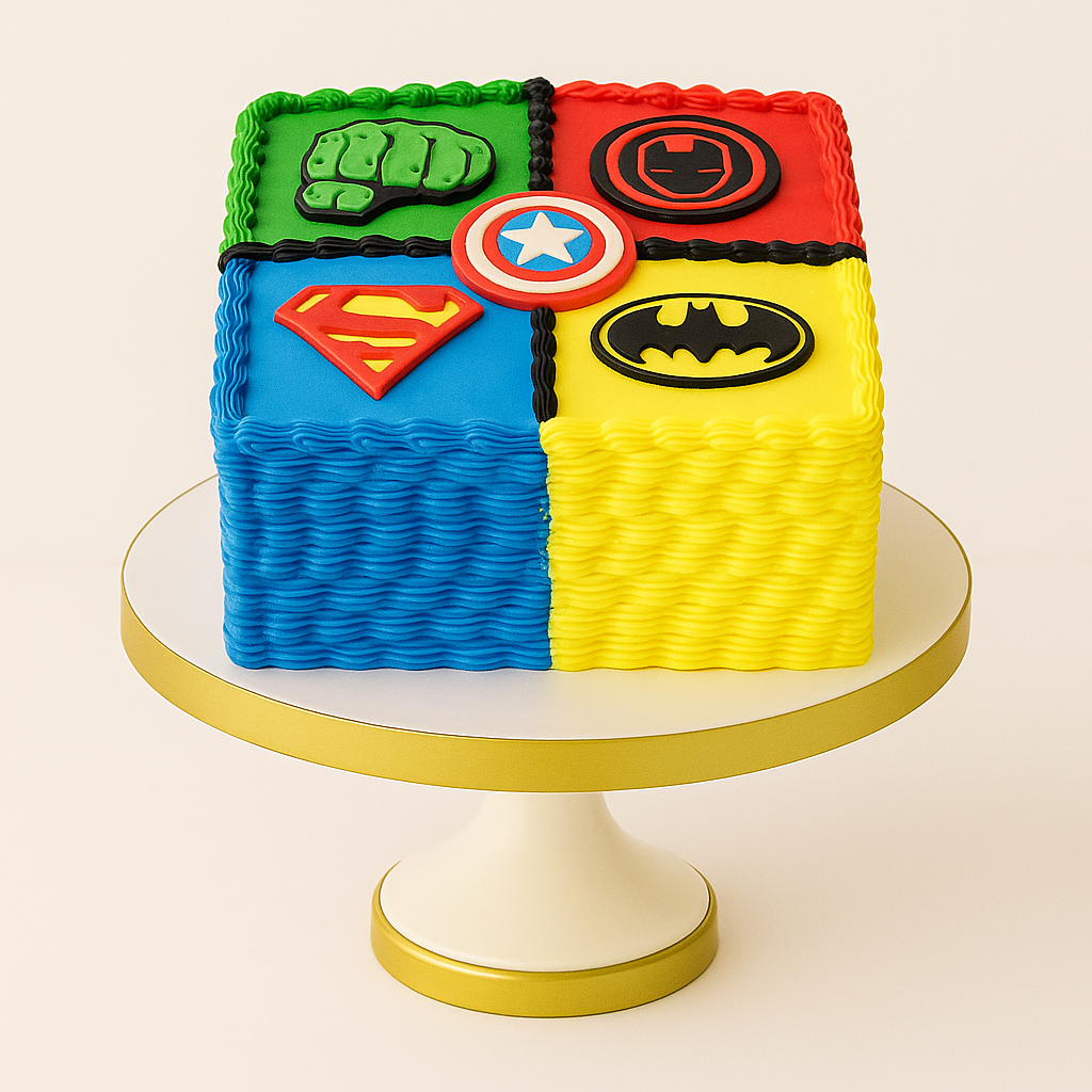 Superhero Logo Square Cake – CAKE O CLOCKS